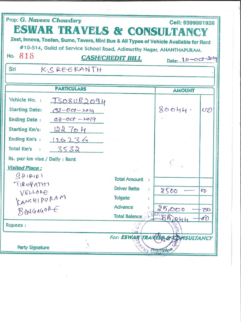 Travel Bill | PDF