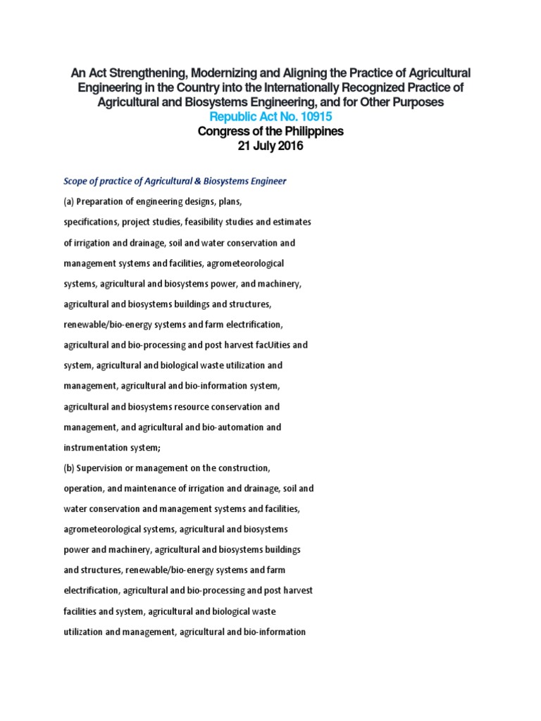 Scope of Practice of ABE | PDF | Engineering | Environmental Impact ...