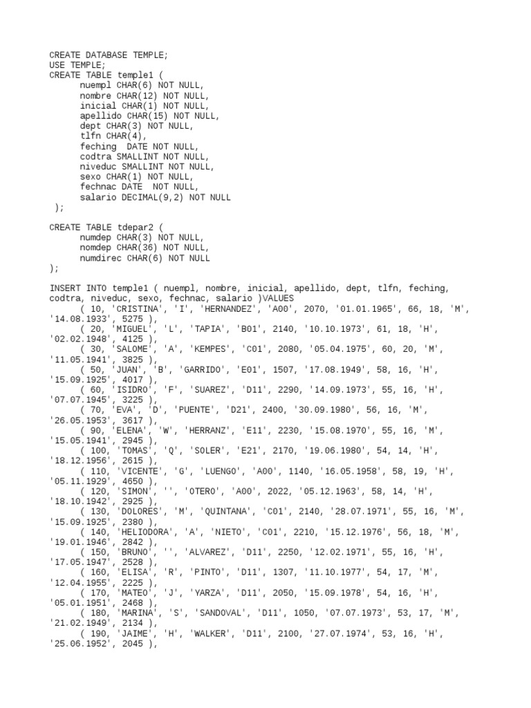 Base de Datos Temple - Clase Ejercicios SQL Inner Join | PDF | SQL | Bases de datos