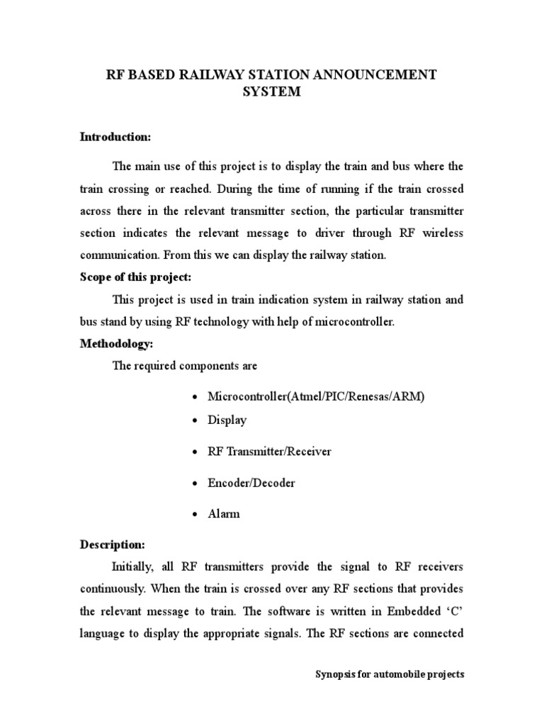 RF Based Railway Station Announcement System | PDF | Microcontroller ...