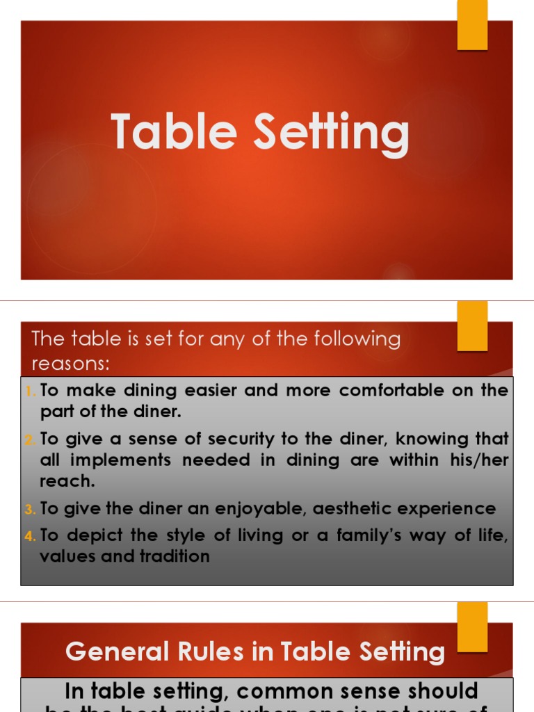 Table Setting | PDF | Tableware | Domestic Implements