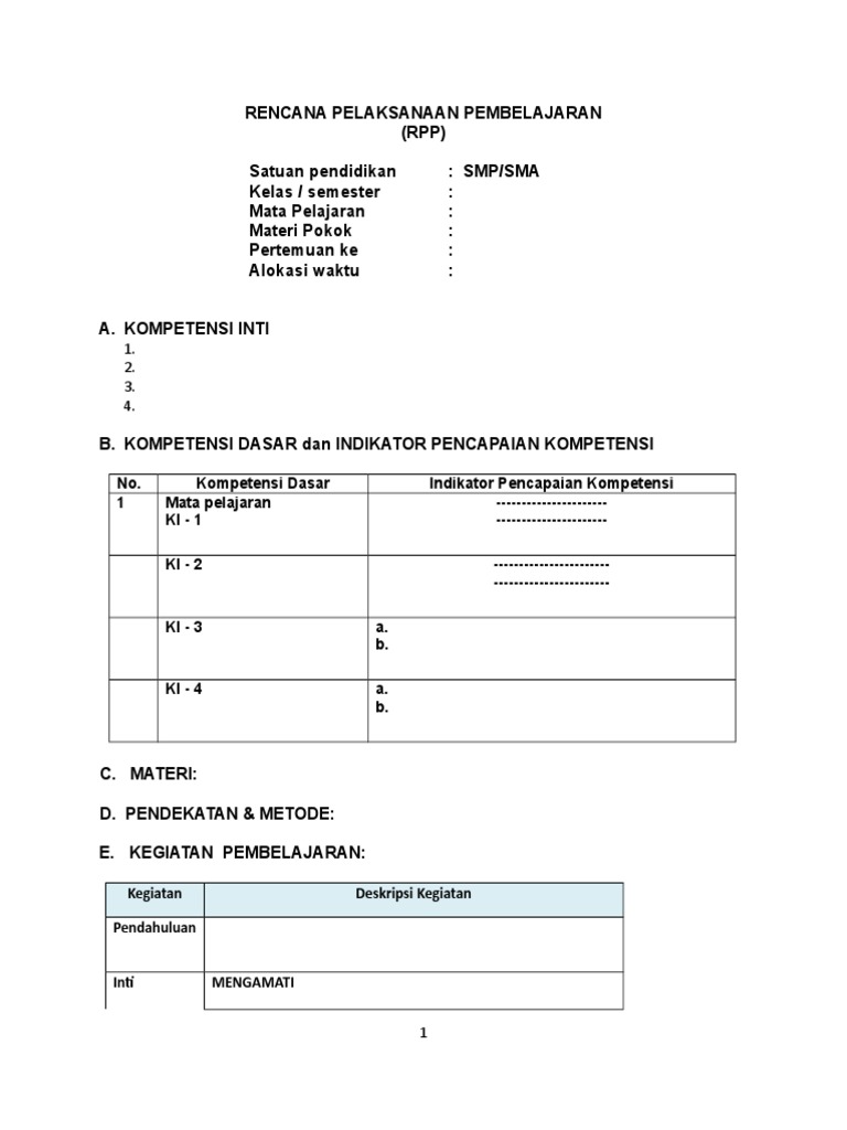 Contoh Format RPP SMP-SMA | PDF