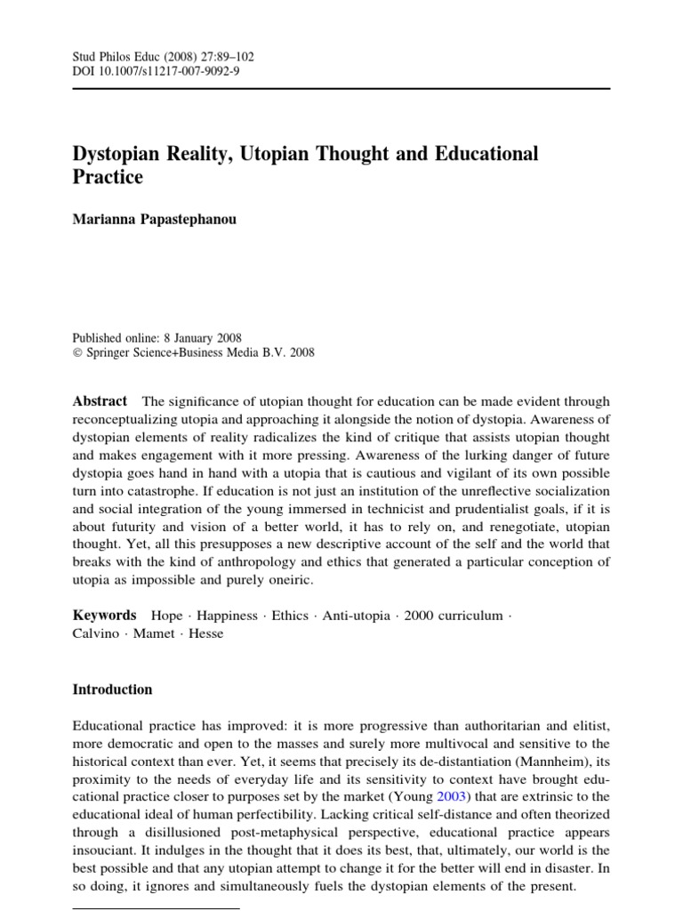 Dystopian Reality, Utopian Thought | PDF | Dystopia | Utopia