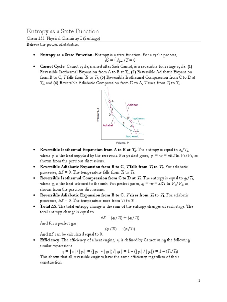 3-Entropy As A State Function | PDF | Entropy | Temperature