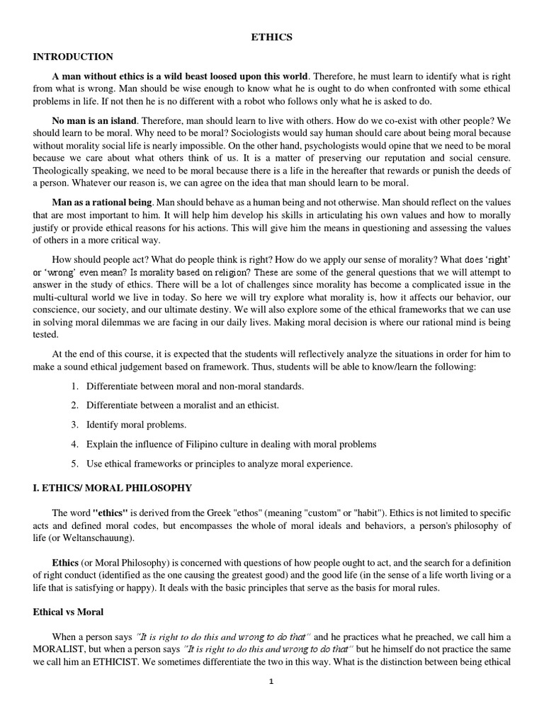 Ethics Module | PDF | Value (Ethics) | Morality