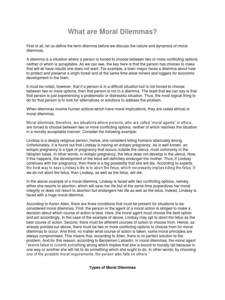 What Are Moral Dilemmas | PDF | Morality | Abortion