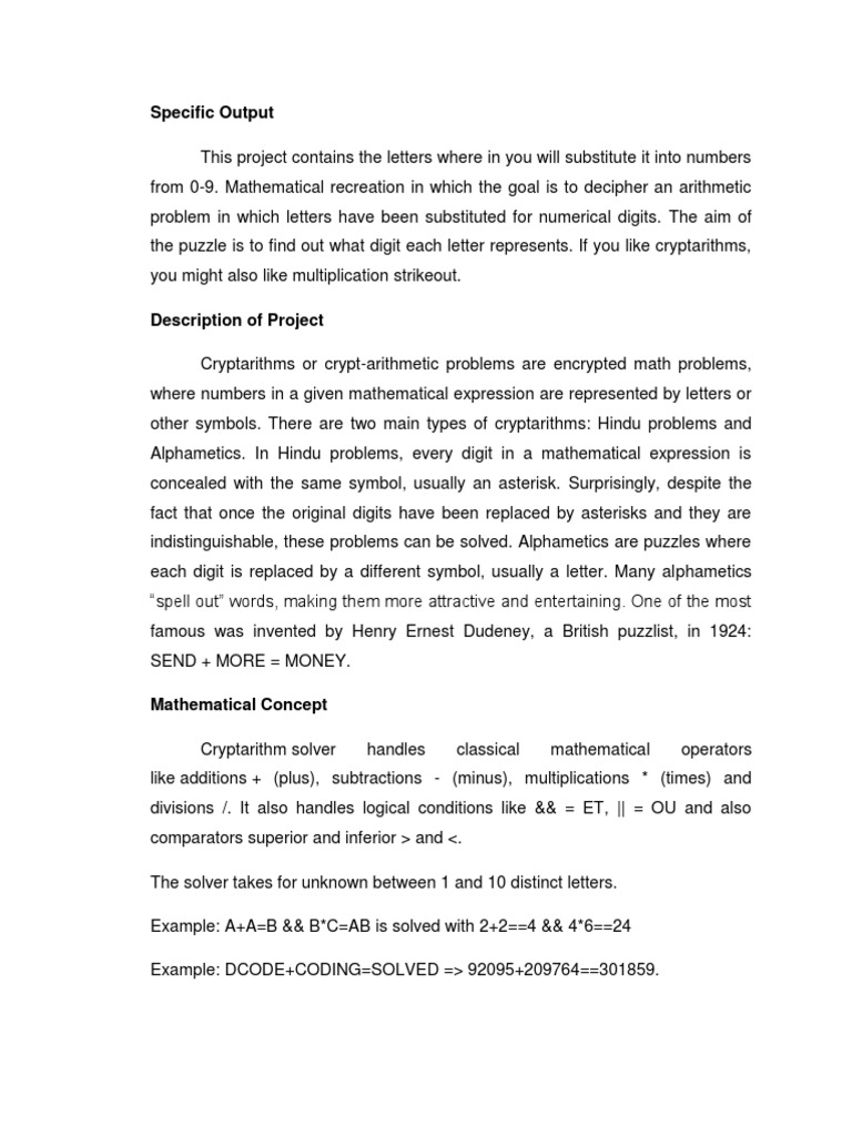 Cryptarithm | PDF | Teaching Mathematics | Logic
