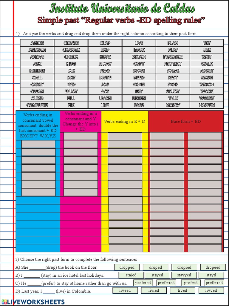Simple Past Tense Rules for Regular Verbs | PDF | Linguistic Typology ...