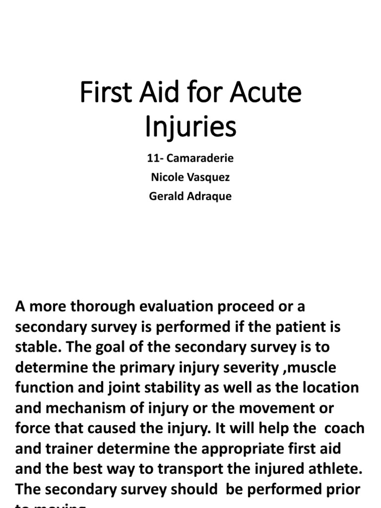 First Aid For Acute Injuries | PDF | Pain | Medicine