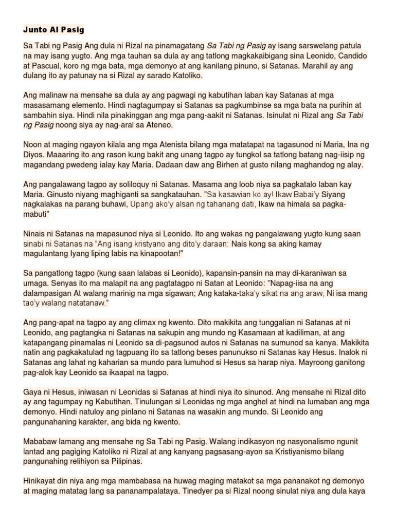 Junto Al Pasig | PDF