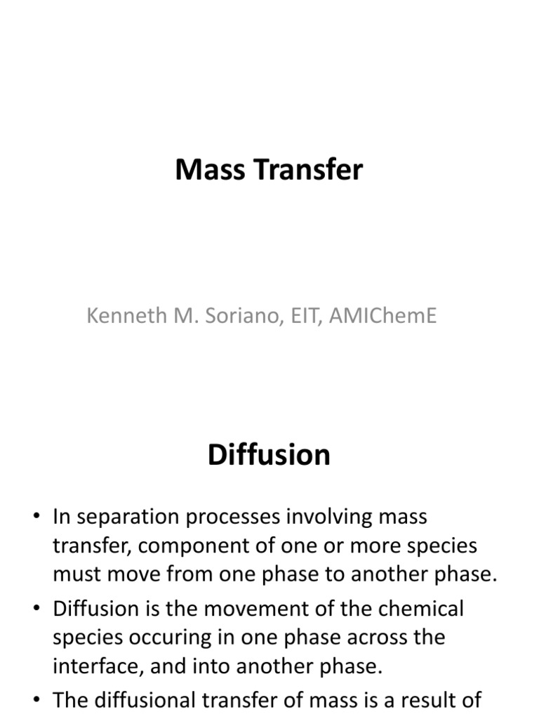 Mass Transfer | PDF | Diffusion | Mass Transfer