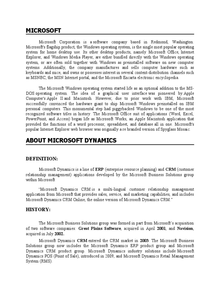 Microsoft | PDF | Enterprise Resource Planning | Microsoft