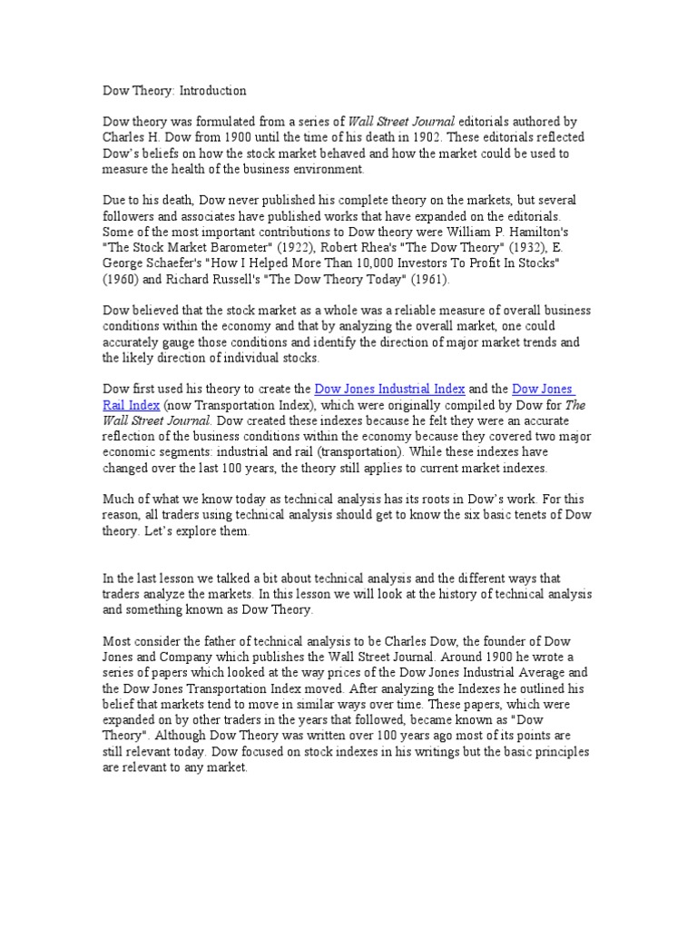Dow Theory | PDF | Financial Markets | Technical Analysis
