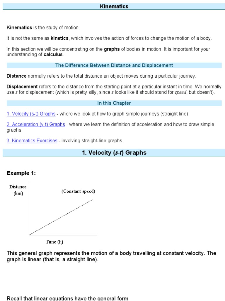 Kinematics: Graphs of Motion Explained | PDF | Velocity | Acceleration