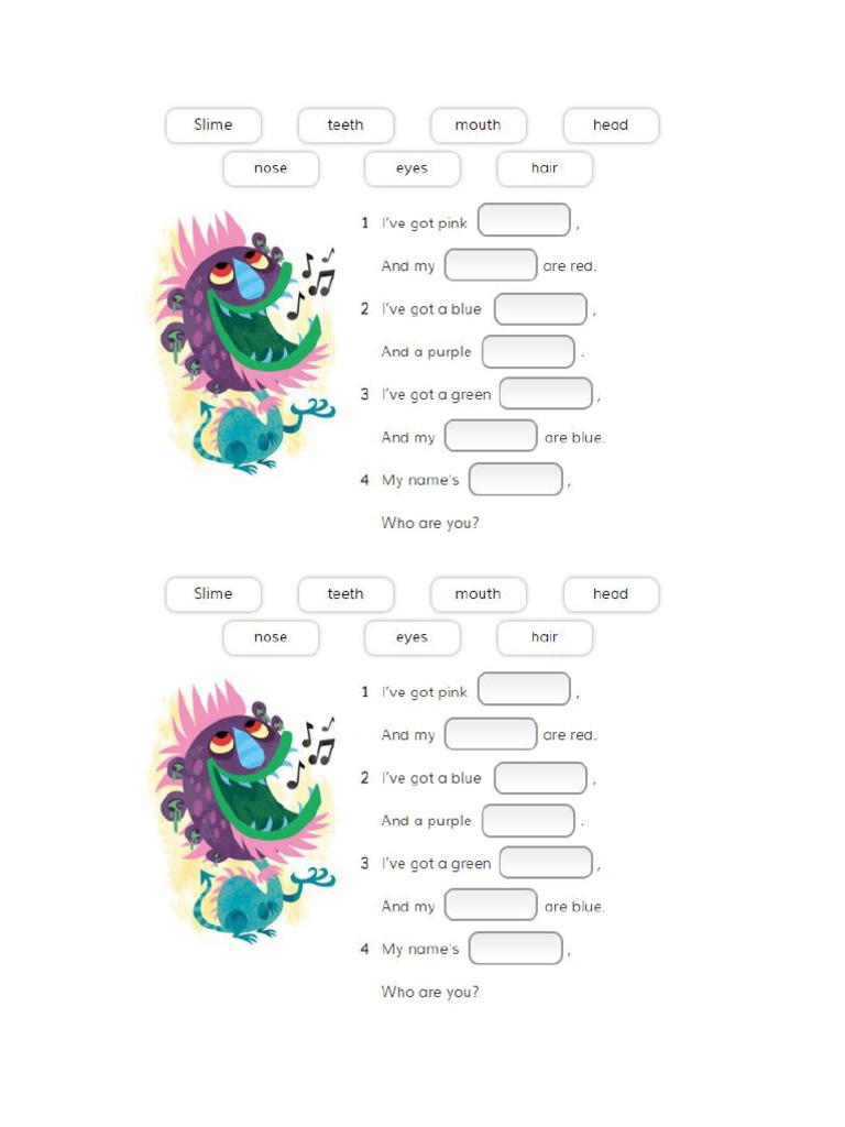 Kid's Box 1 - Unit 6 - Song Worksheet | PDF