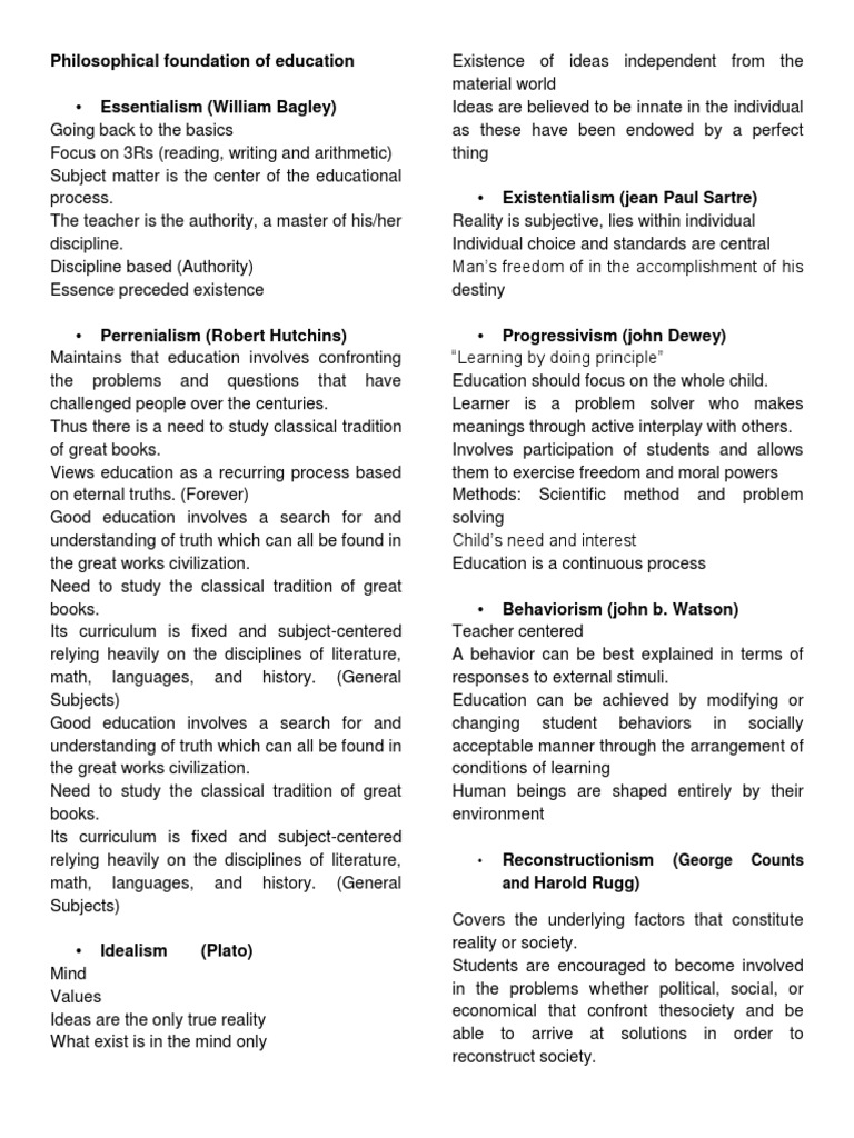 Philosophical Foundation of Education | PDF | Mind | Reality