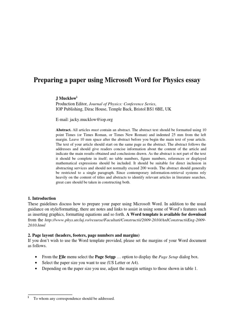 The Template For Physics Essay | PDF | Bracket | Paragraph