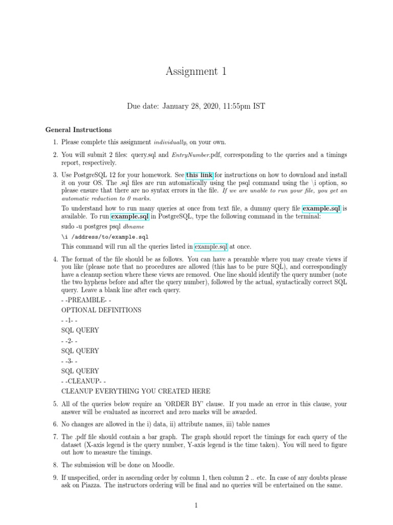 COL362 Databases Assignment | PDF | Postgre Sql | Comma Separated Values