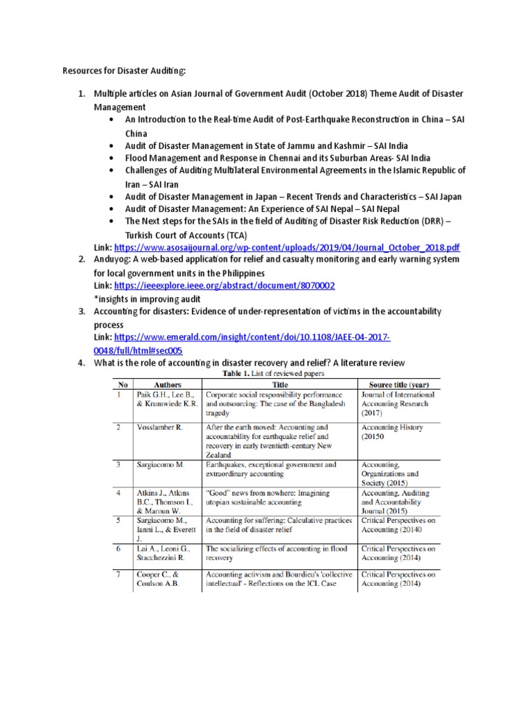 Resources For Disaster Auditing | PDF | Emergency Management | Disaster ...