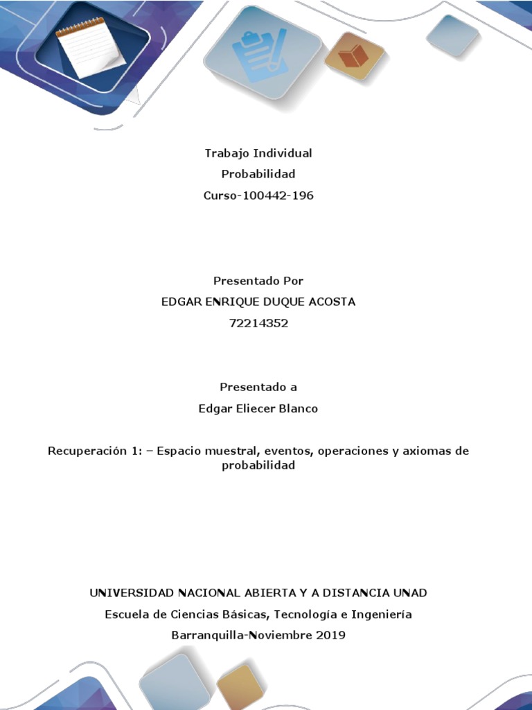 100442-196-Recuperacion1-Edgar Duque | PDF | Probabilidad ...