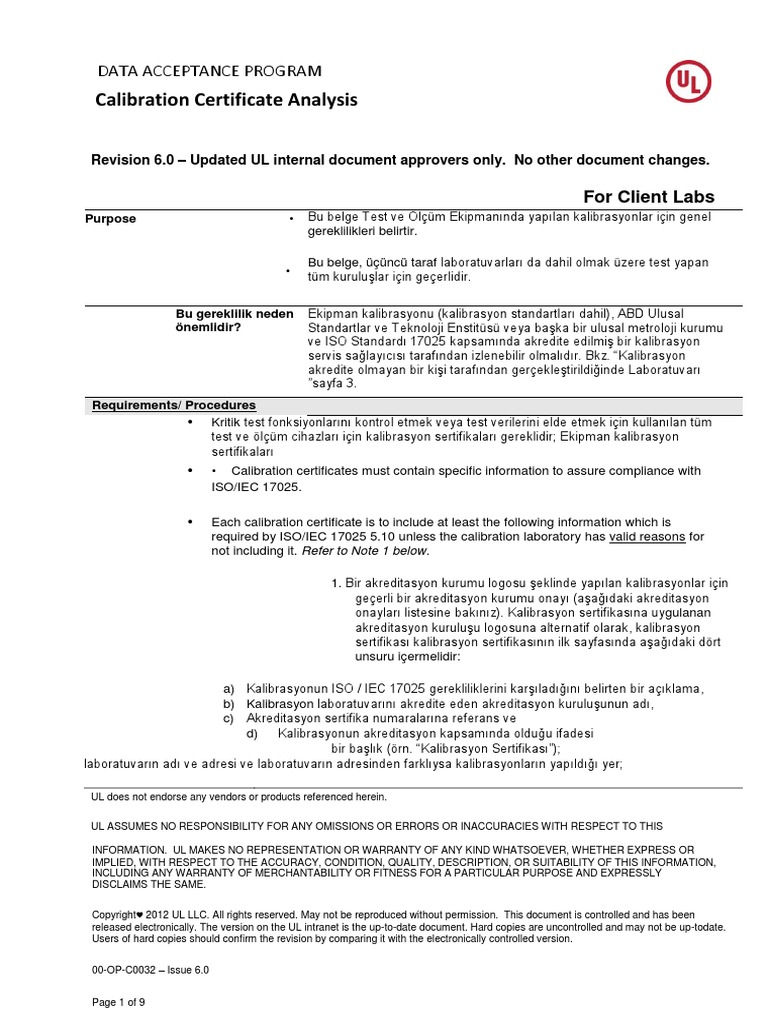 Calibration Certificate İnterpreting | PDF