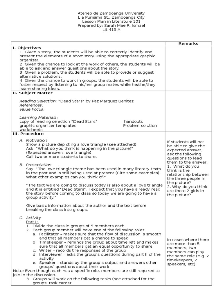 Exploring Themes in "Dead Stars" | PDF | Narration | Lesson Plan