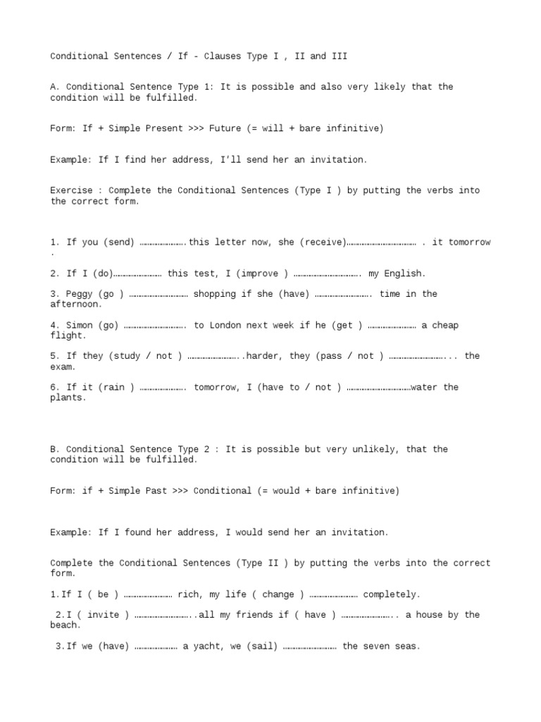 Conditional Sentences 1, 2 & 3 | PDF | Perfect (Grammar) | Language ...