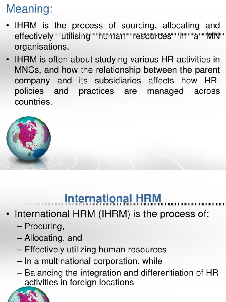 Chapter 1 - Introduction To Ihrm | PDF | Human Resource Management | Human Resources