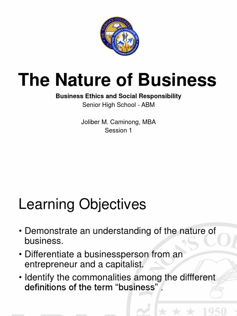 Lesson 1 - The Nature of Business | PDF | Entrepreneurship | Capitalism