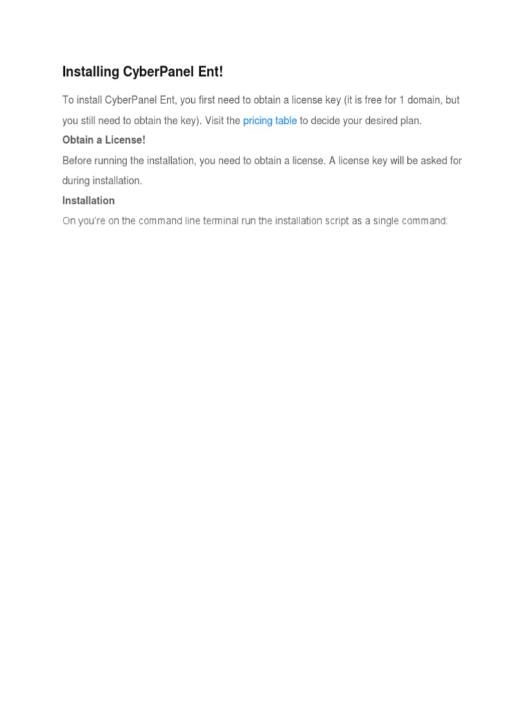 Installing CyberPanel Ent | PDF Installing CyberPanel Ent | PDF