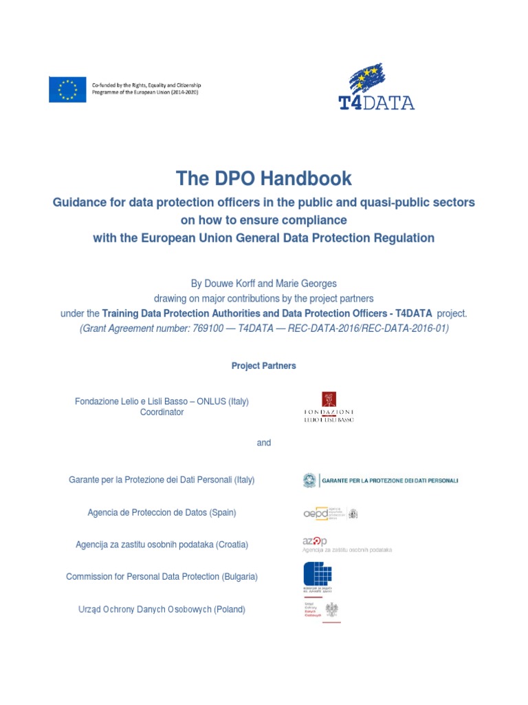 T4DATA-The DPO Handbook PDF | PDF | Information Privacy | Confidentiality