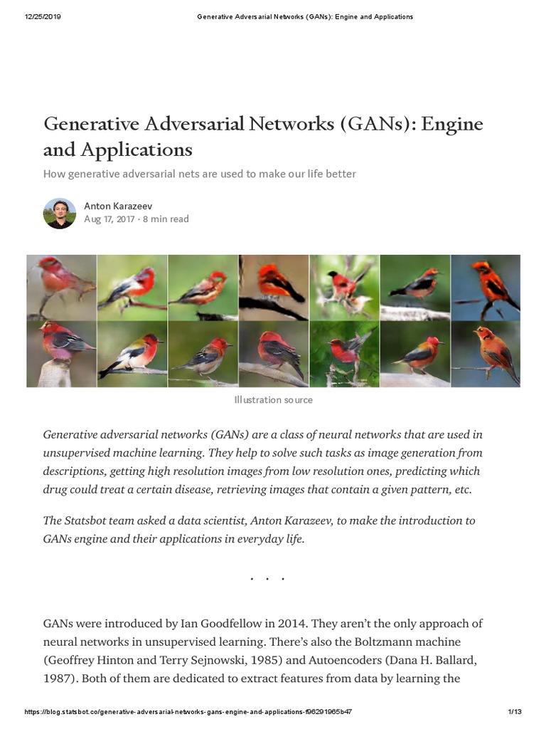 Generative Adversarial Networks (GANs) - Engine and Applications PDF | PDF | Deep Learning ...
