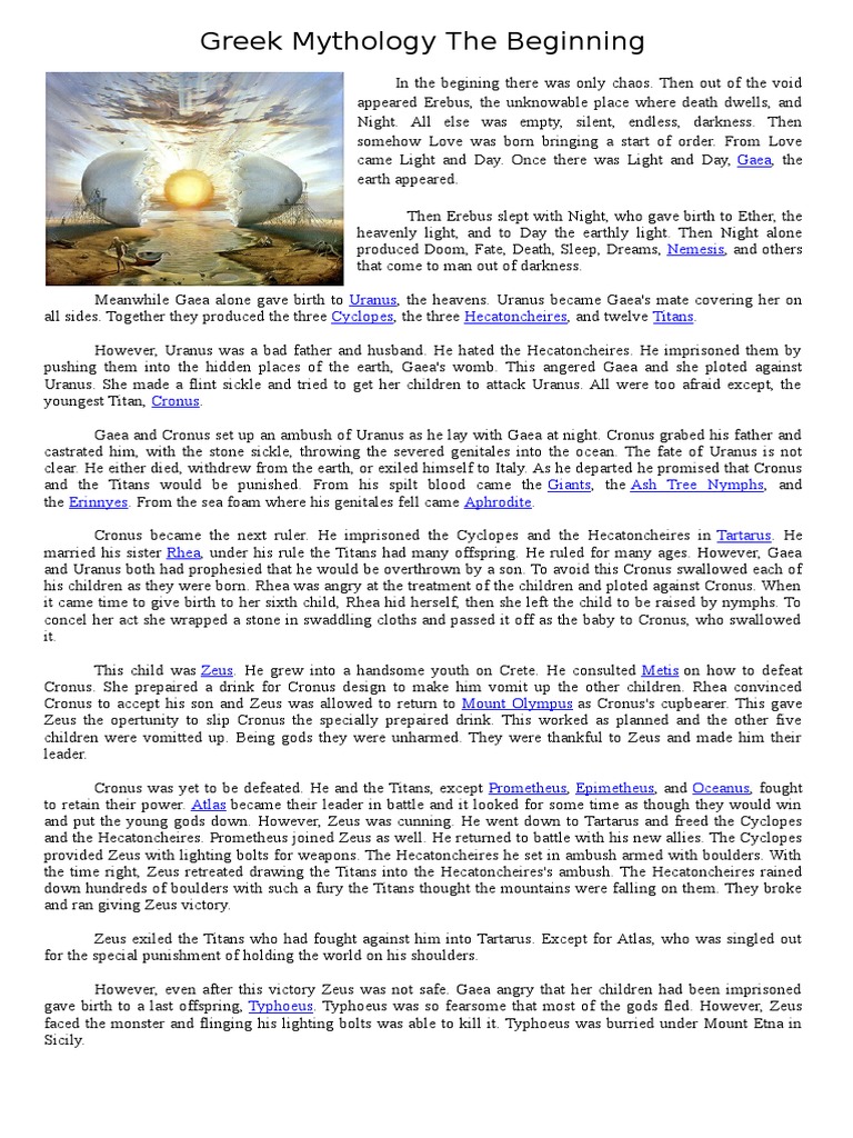 Greek Mythology The Beginning | PDF | Oedipus | Minotaur