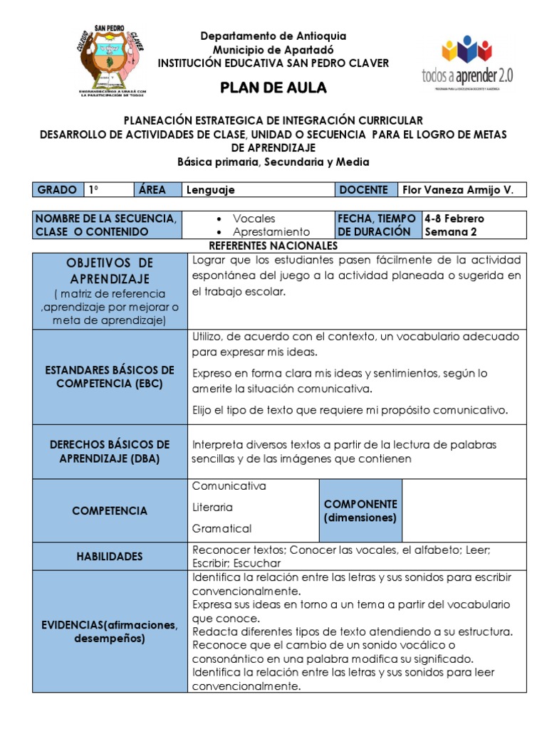 Semana 2 Vocales (2) 2020 | PDF | Aprendizaje | Maestros