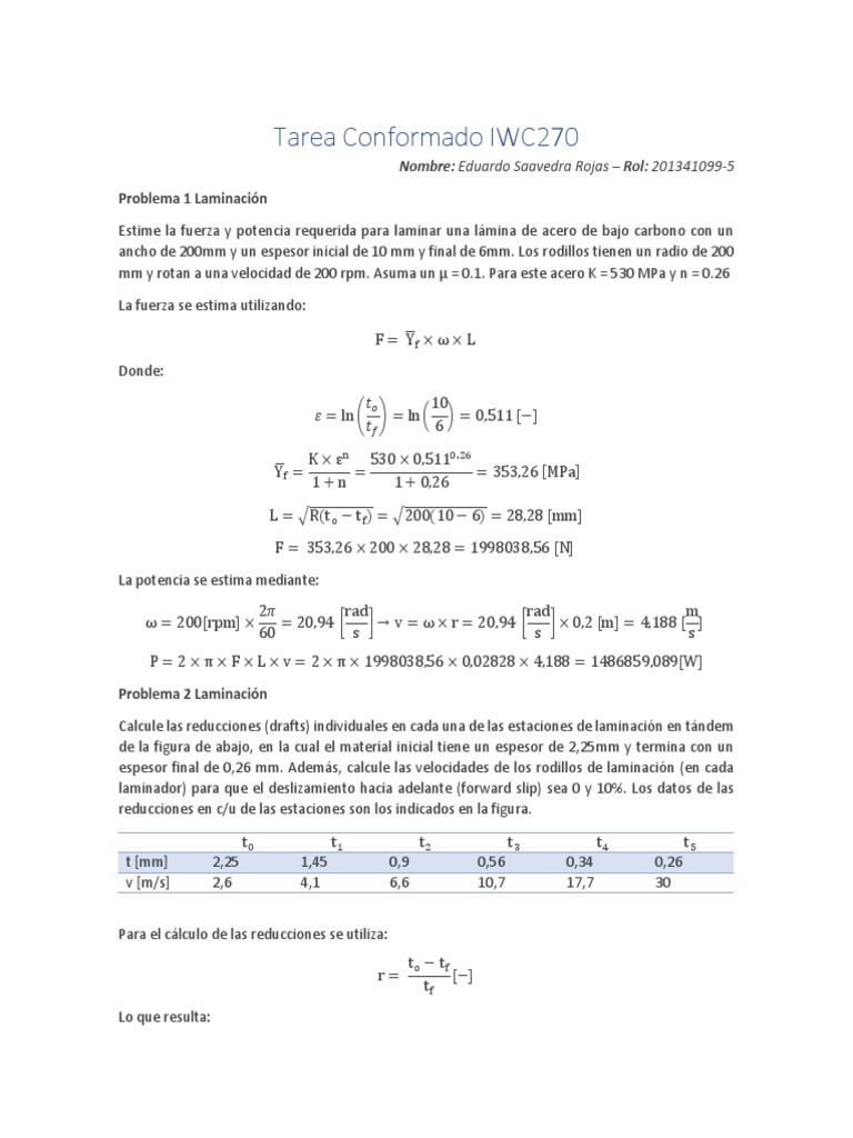 Tarea Conformado - Eduardo Saavedra PDF | PDF | Extrusión | Forjar