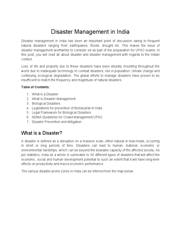 Disaster Management in India | PDF | Emergency Management | Natural ...