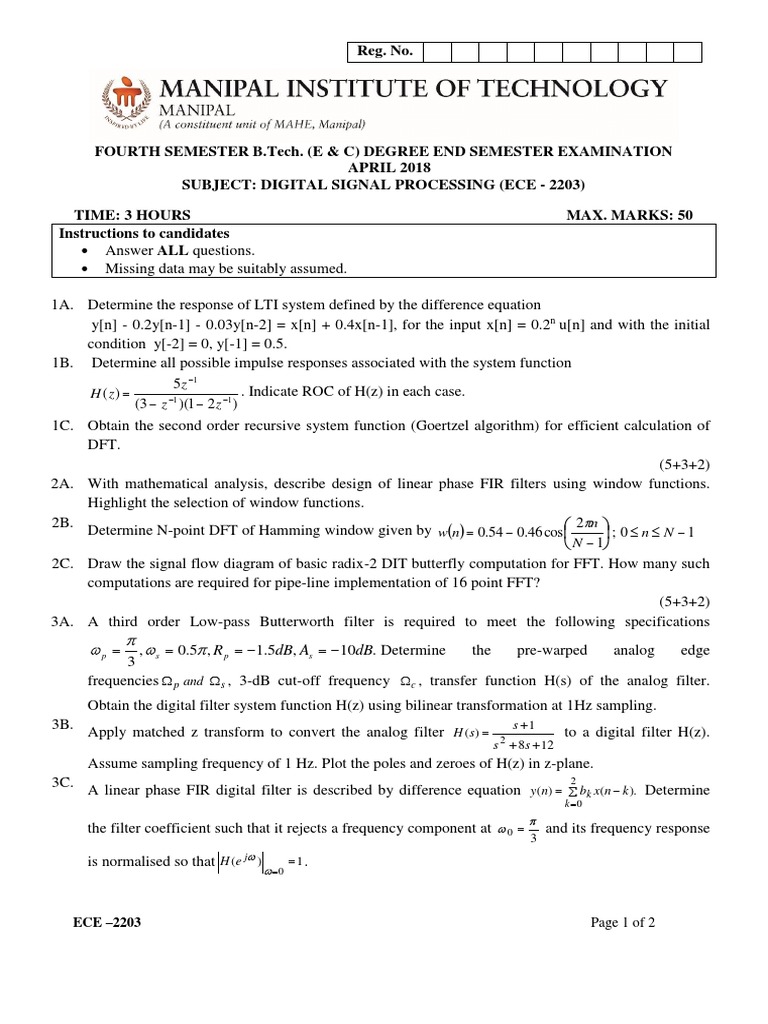 Digital Signal Processing (ECE 2203) PDF | PDF | Information And ...