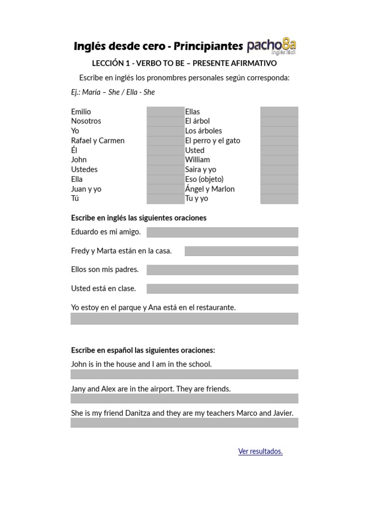 Lección 1 - Pronombres Personales y Verbo To Be | PDF