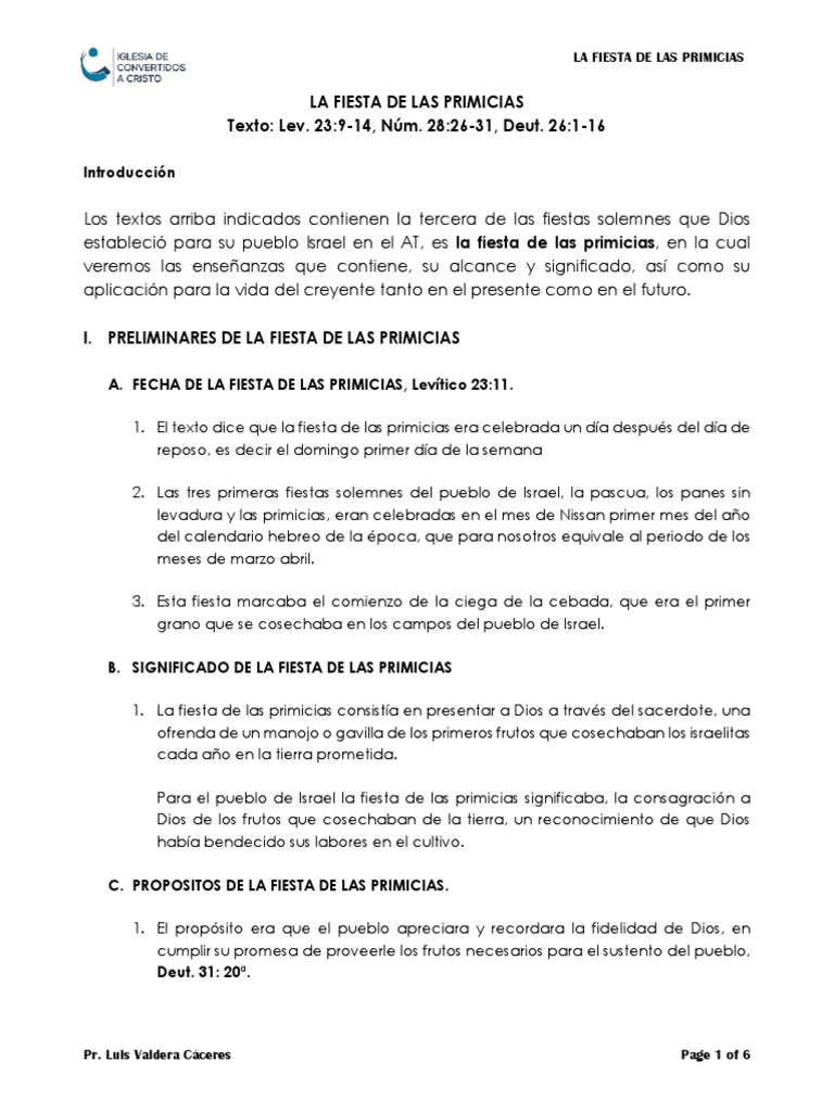 1 La Fiesta de Las Primicias | PDF | La resurrección de Jesús | Jesús