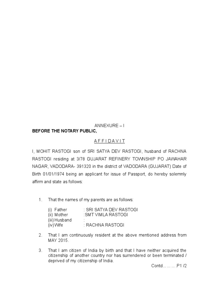 Affidavit Passport | PDF | Affidavit | Government And Personhood