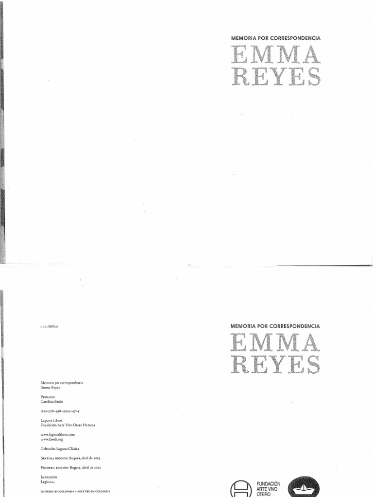 Reyes, Emma - Memoria Por Correspondencia EMMA REYES Prologo de ...