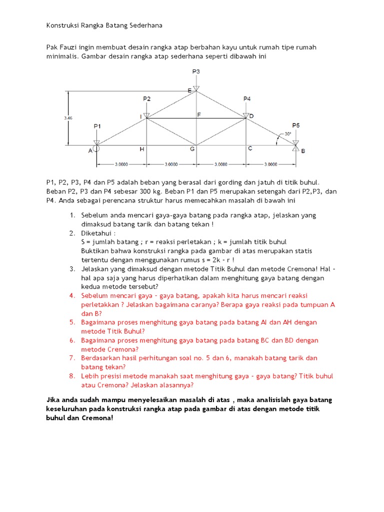 Soal Konstruksi Rangka Batang Sederhana | PDF | Metode & Bahan Ajar ...
