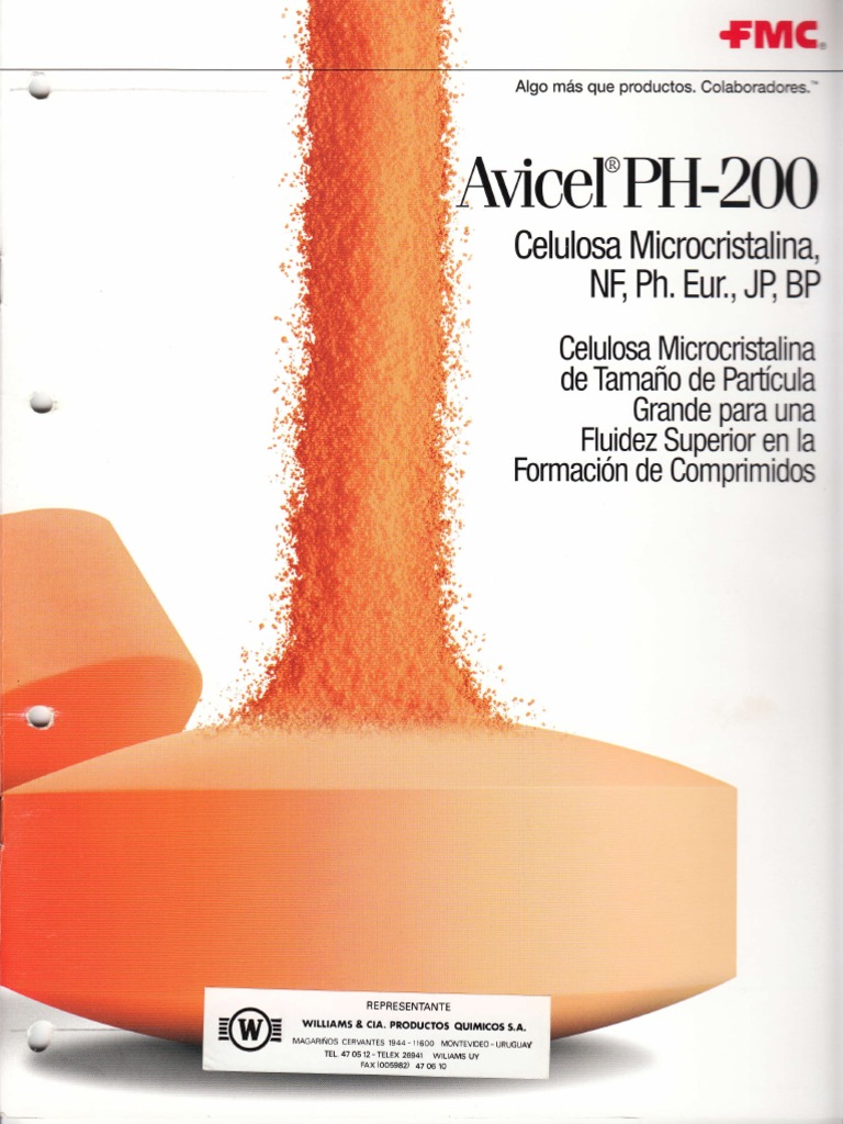 Avicel PH 200 - Celulosa Microcristalina FMC | PDF | Farmacia | Ph