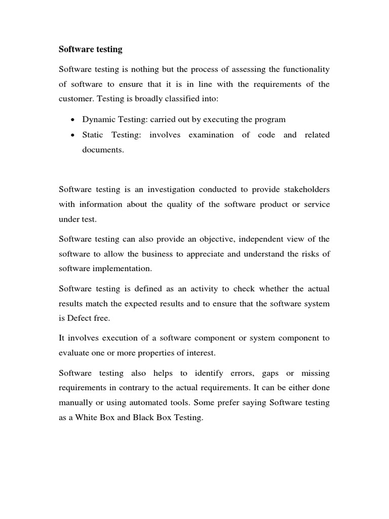 Software Testing Da1 | PDF | Software Testing | Systems Theory Software Testing Da1 | PDF | Software Testing | Systems Theory