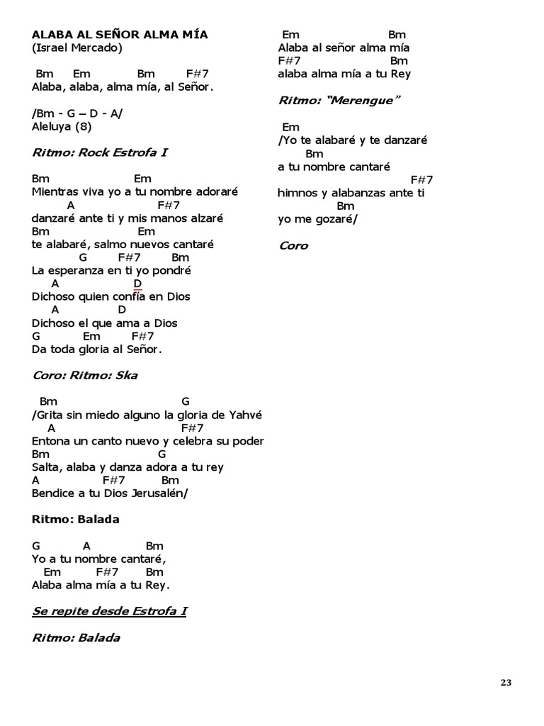 Alaba Alma Mc3ada Acordes | PDF