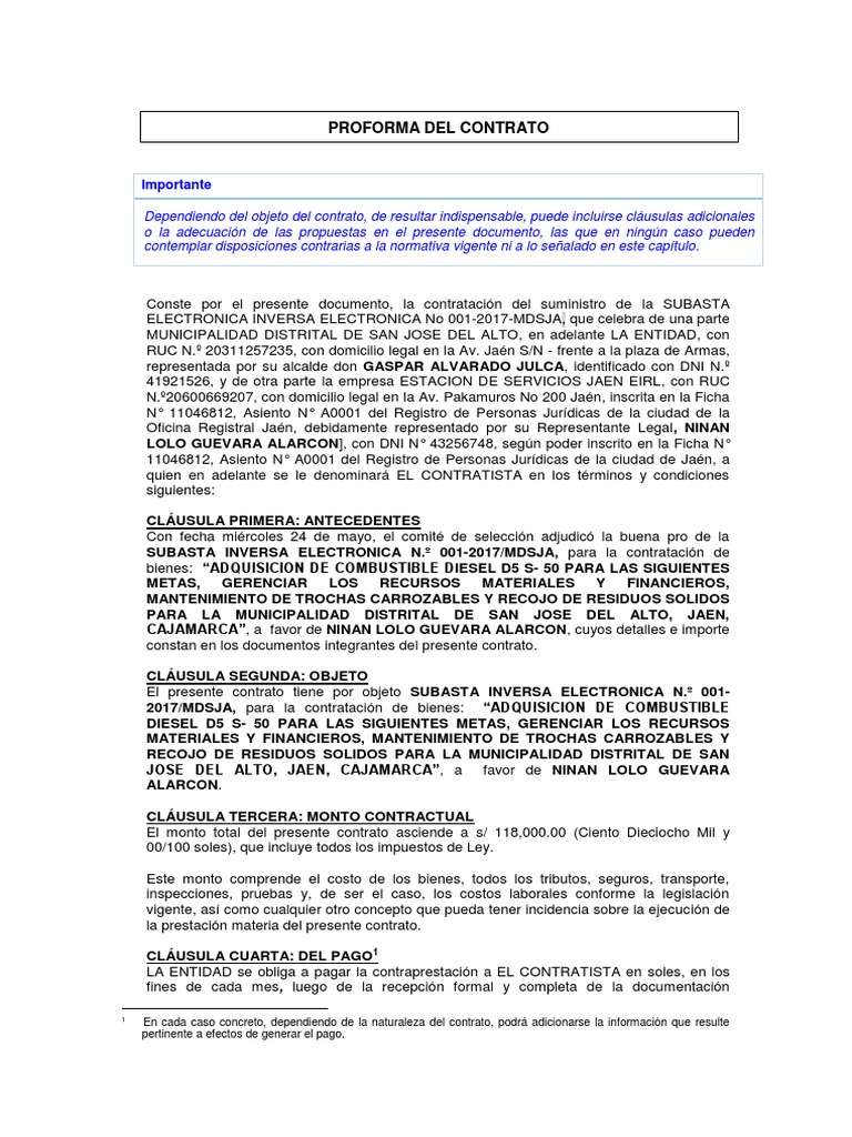 Proforma Del Contrato | PDF | Póliza de seguros | Ley de obligaciones