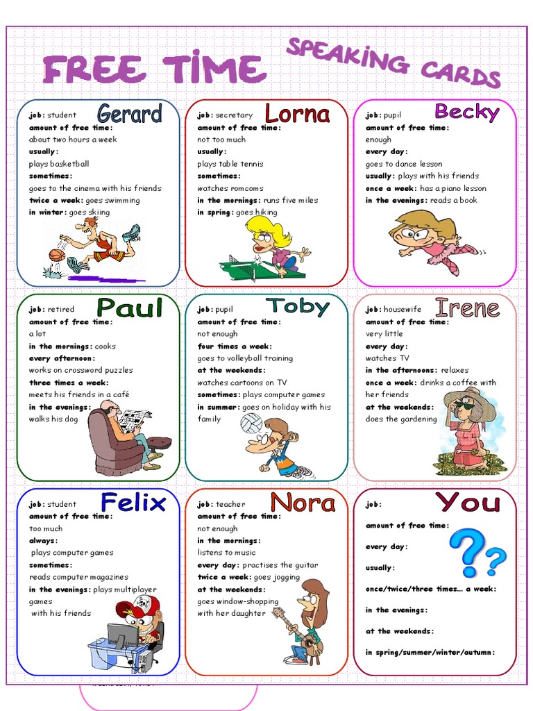 Free Time Speaking Cards | PDF | Room | Home