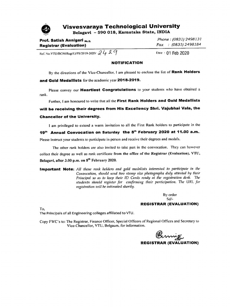Gold-medallist-Rank-Holder-list VTU | PDF | Academia | Science And ...