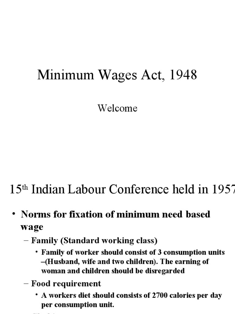 Minimum Wages Act, 1948: Welcome | PDF | Employment | Overtime