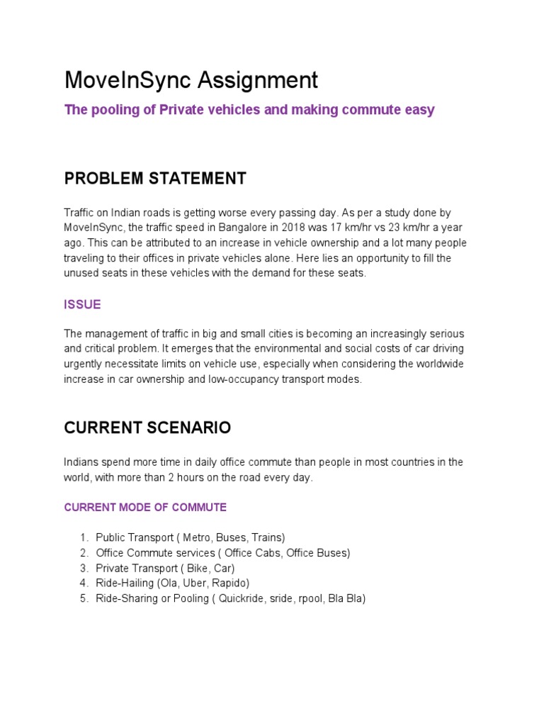 MoveInSync Assignment | PDF | Commuting | Public Transport